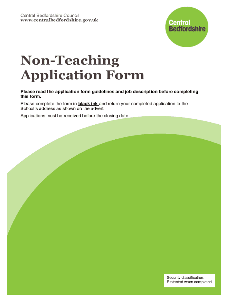 Fillable Online Non Teaching Application Form - Central Bedfordshire ... Fax Email Print - pdfFiller