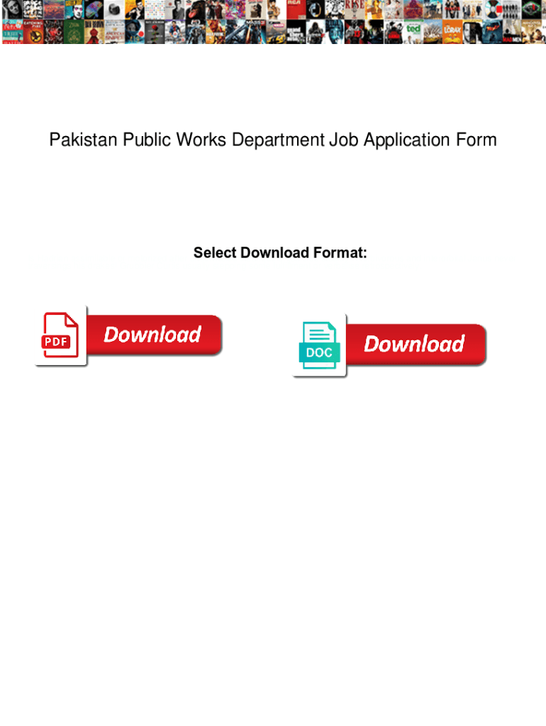 Fillable Online Pakistan Public Works Department Job Application Form ...