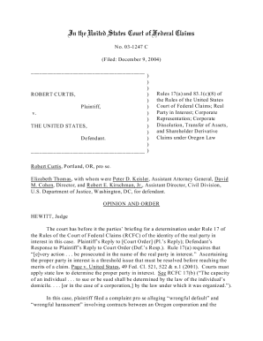 Fillable Online www.uscfc.uscourts.govsitesdefaultIn the United States ...