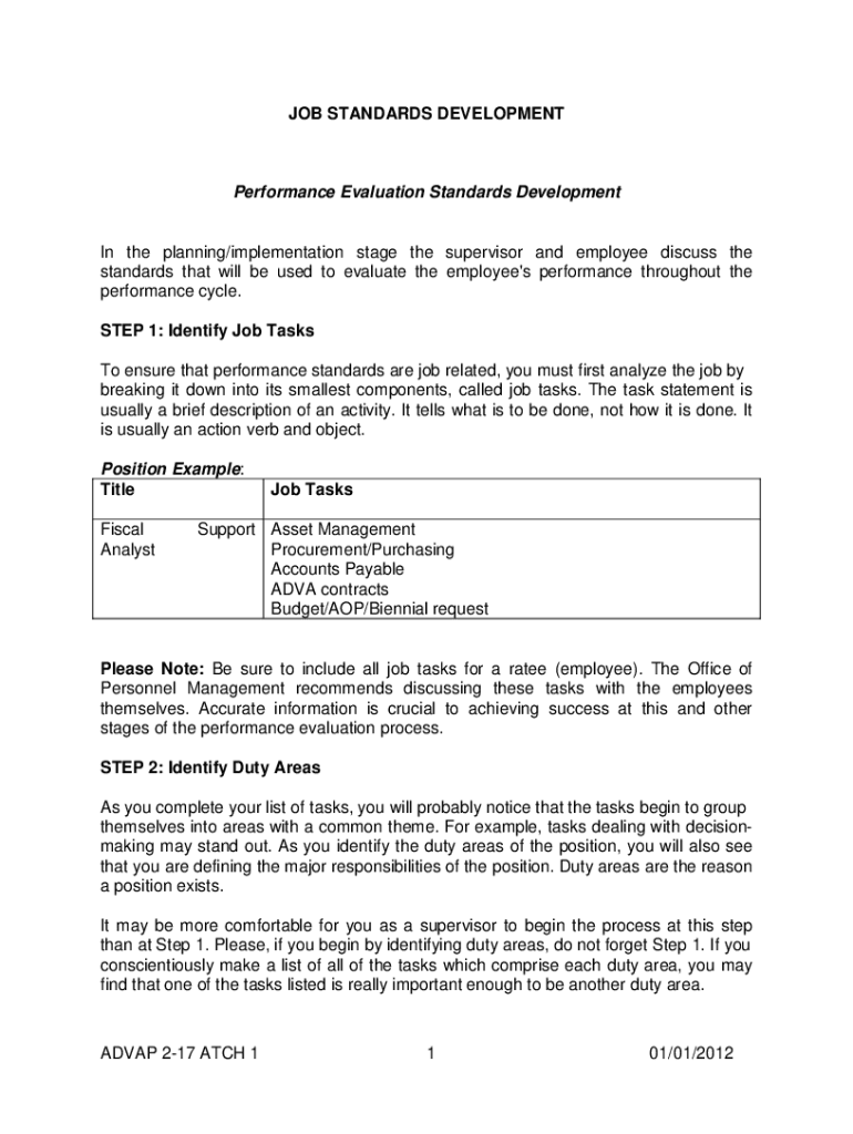 Fillable Online veterans arkansas Developing Performance Standards ...