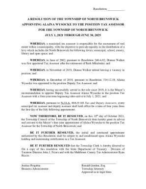 Fillable Online Resolution A RESOLUTION OF THE TOWNSHIP OF NORTH ...