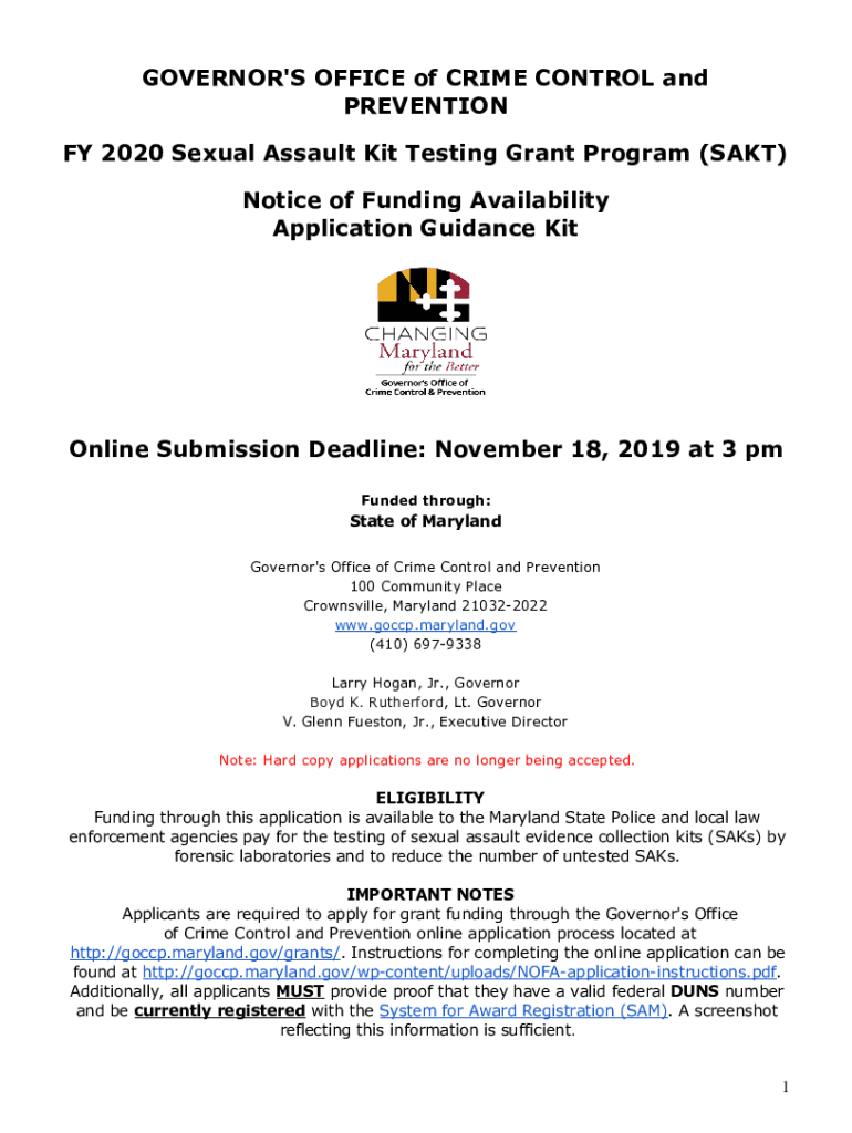 Fillable Online goccp maryland GOVERNOR'S OFFICE of CRIME CONTROL and PREVENTION FY ... Fax ...