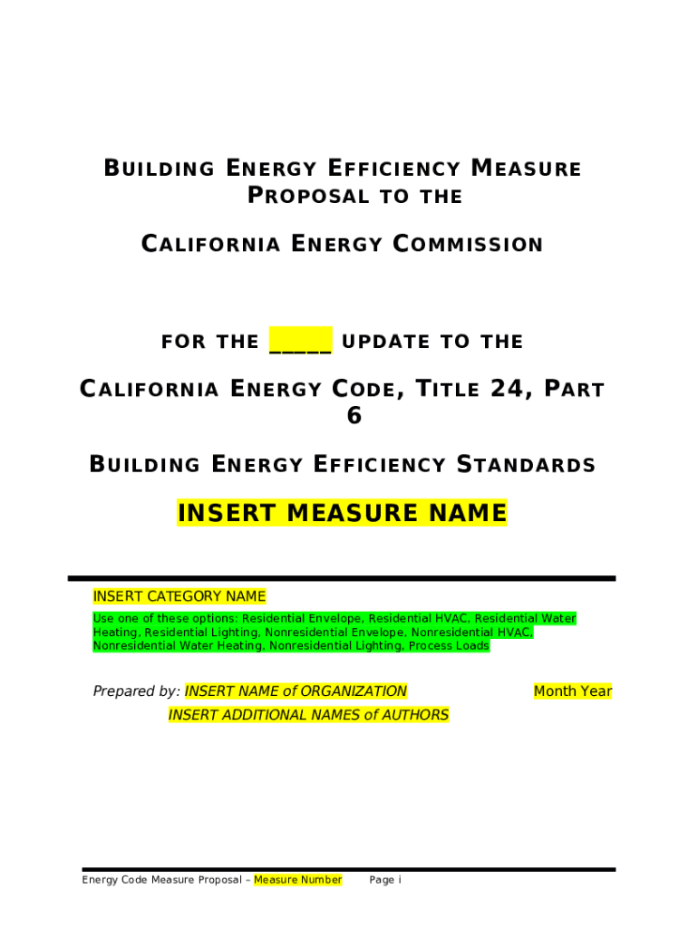 Building Energy Efficiency Measure Proposal to the Doc ... Doc Template ...