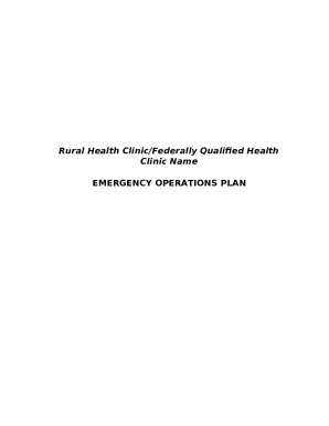 Online RHC FQHC Emergency Operations Plan ... Doc Template | pdfFiller