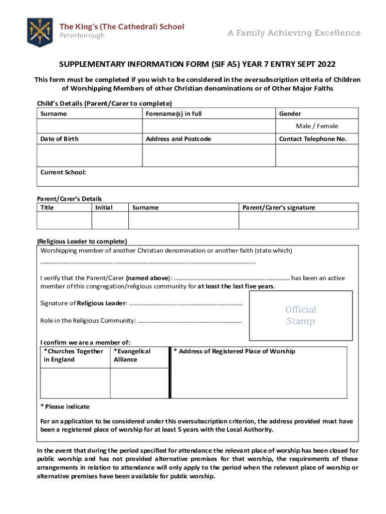 Supplementary Information Form - Fill Online, Printable, Fillable ...