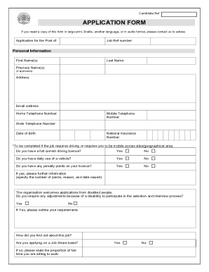 Fillable Online Candidate Ref APPLICATION FORM Fax Email Print - pdfFiller