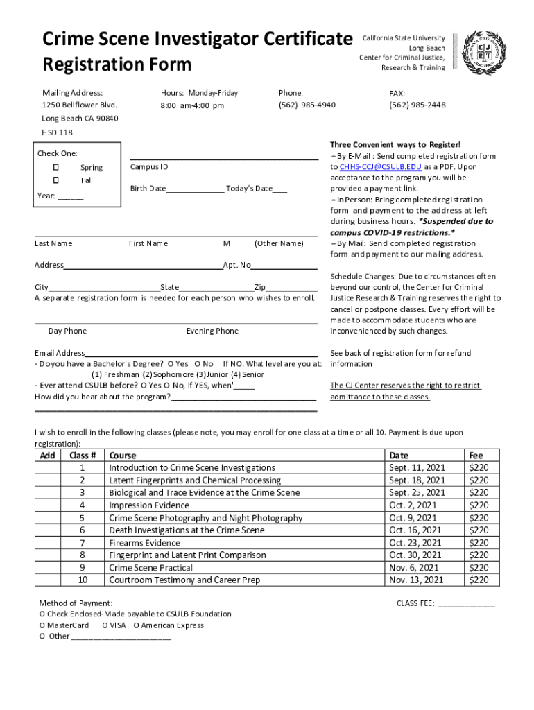 Fillable Online Get the free Crime Scene Investigator Certificate ...