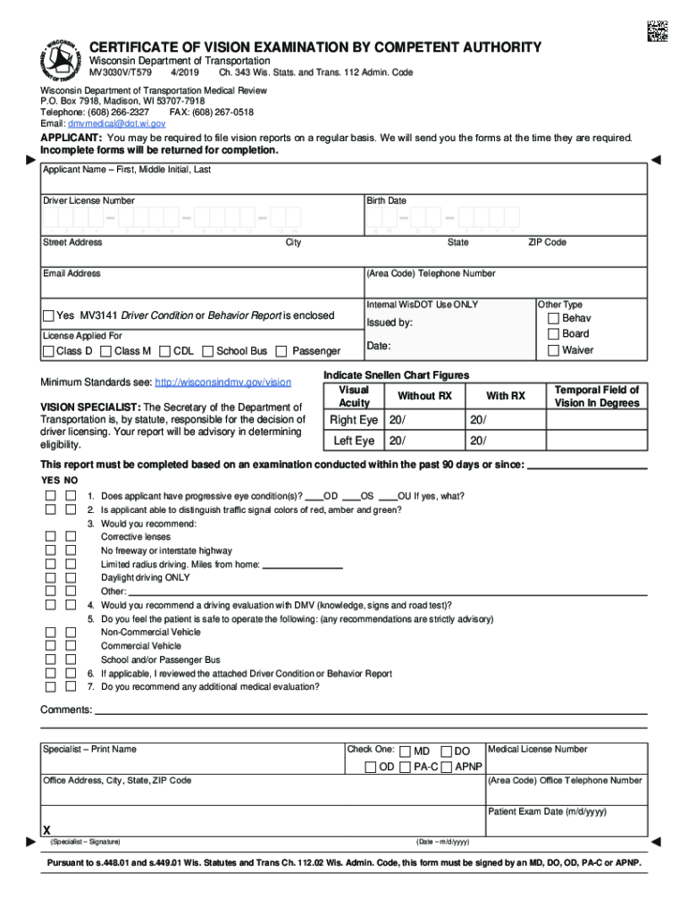 2019 2022 Form WI DoT MV3030V T579 Fill Online Printable Fillable 2019 2022 Form WI DoT MV3030V T579 Fill Online Printable Fillable