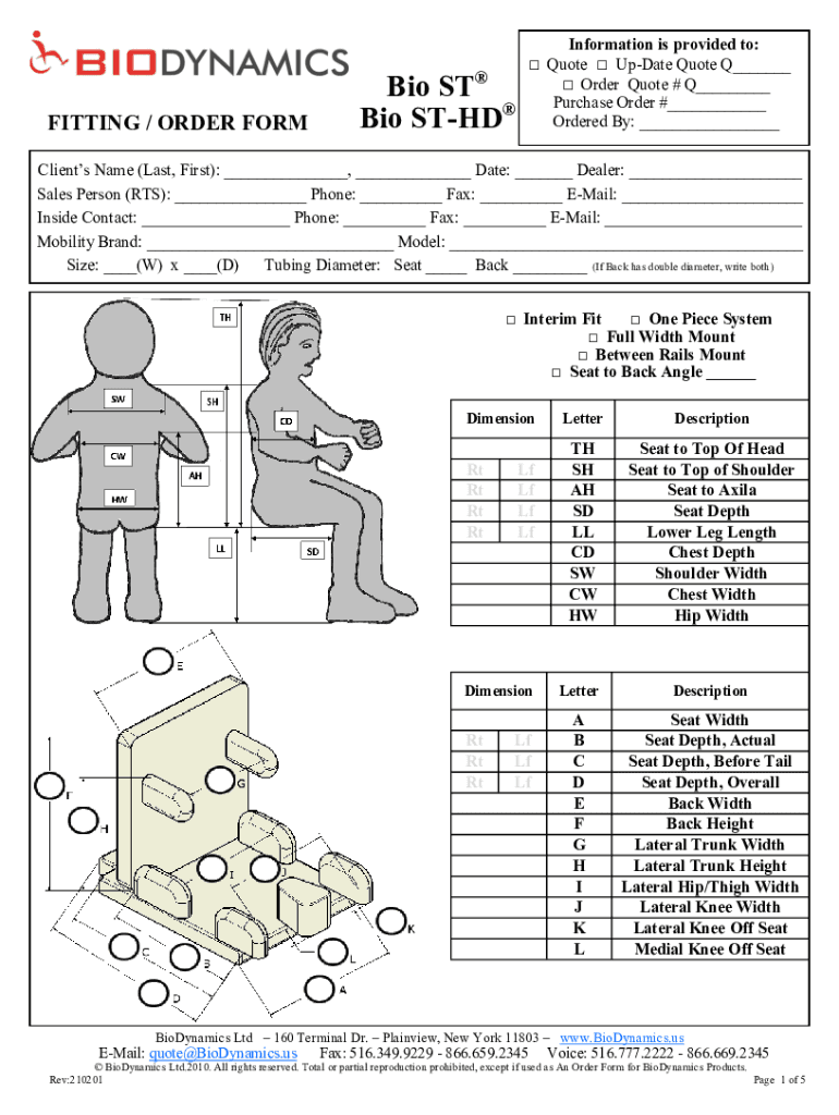 Fillable Online FITTING / ORDER FORM Fax Email Print - pdfFiller