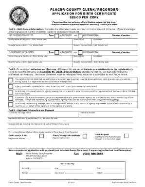 Fillable Online Birth Certificate Application Form CaliforniaDaily ...