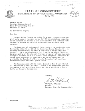 Fillable Online DEP letter re pilot scale burns of hazardous wasteDorr ...