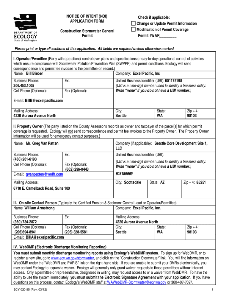 Fillable Online www.pdffiller.com389241060-ecy070520pdf-NoticeGet the free Notice of Intent (NOI ...