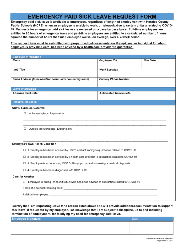 Fillable Online Emergency Paid Leave Request Form.9.202170.pdf Fax ...