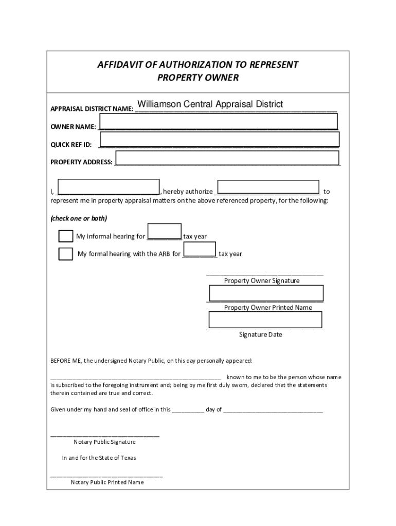 Fillable Online AFFIDAVIT OF AUTHORIZATION TO REPRESENT.docx Fax Email ...