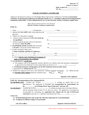 Fillable Online forms puchd ac Annexure A Form F (A, B & C) Bank ...