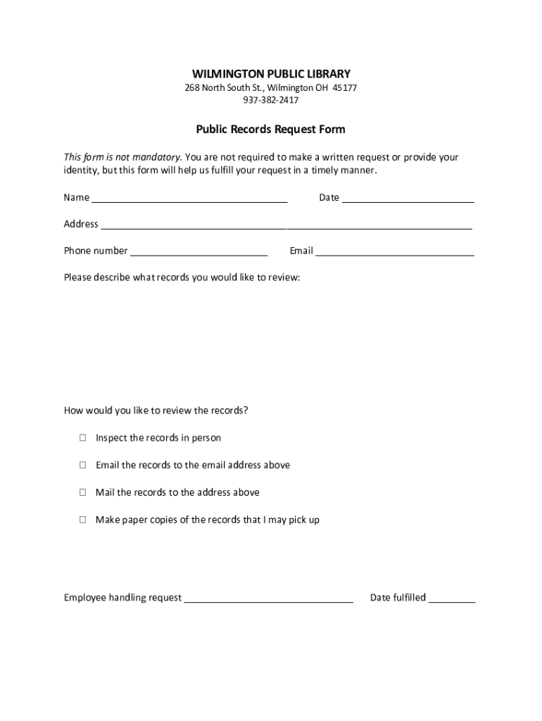 Fillable Online wilmington lib oh Wilmington Public Library of Clinton ...