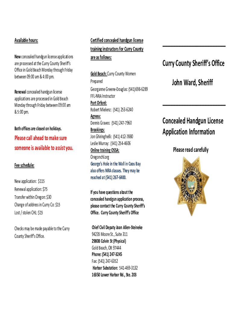 Fillable Online Lane County Sheriff's Office - Concealed Handgun ...
