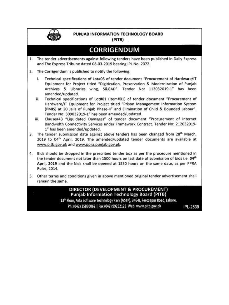 Fillable Online pitb gov eproc.punjab.gov.pk Fax Email Print - pdfFiller