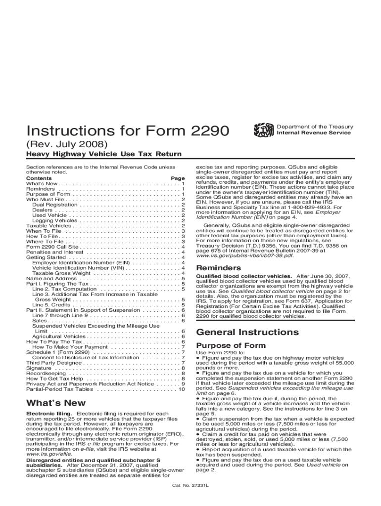 Fillable Online Heavy Highway Vehicle Use Tax Return. Instructions for ...