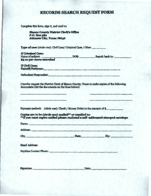 Fillable Online RECORDS SEARCH REQUEST FORM - Blanco County, Texas Fax ...