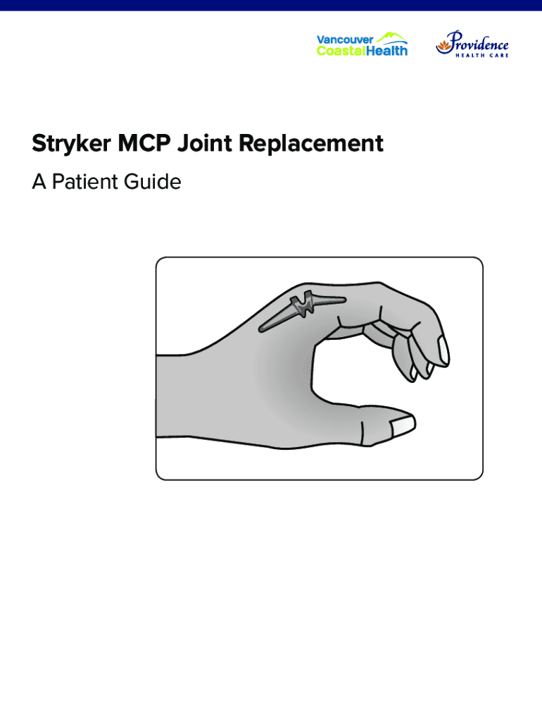 Fillable Online vch eduhealth Stryker MCP Joint Replacement - Vancouver ...