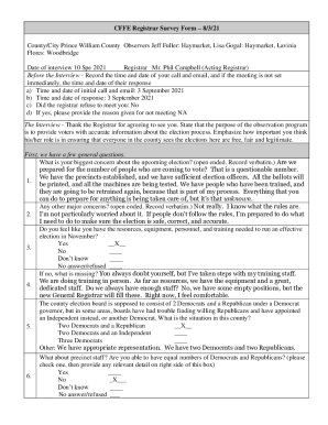 Fillable Online CFFE Registrar Survey Form 8/3/21 Fax Email Print ...