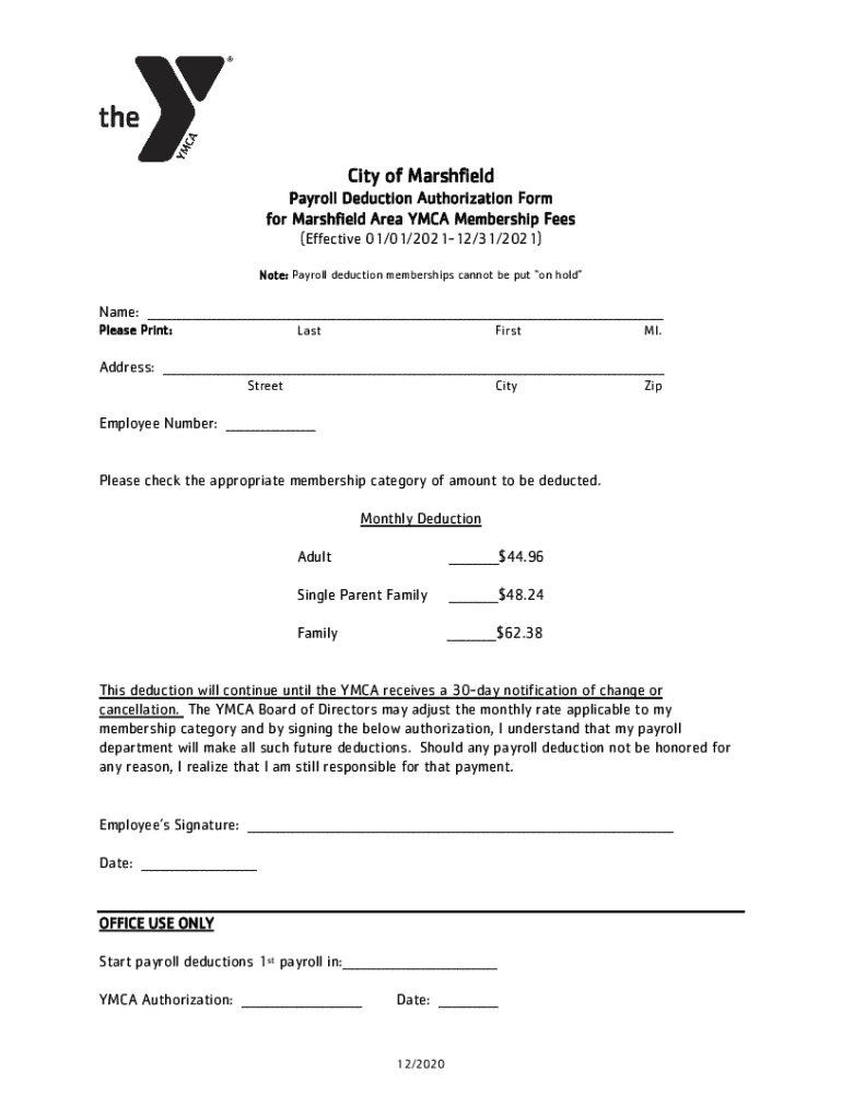 Fillable Online Marshfield Clinic Payroll Deduction Request Fax Email Print - pdfFiller