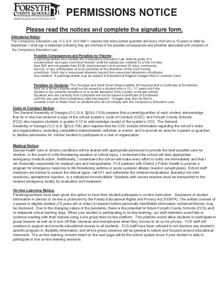 Fillable Online PERMISSIONS NOTICE Fax Email Print - pdfFiller