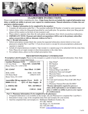 Fillable Online Medicare Part D Prescription Drugs Claim Form Fax Email ...