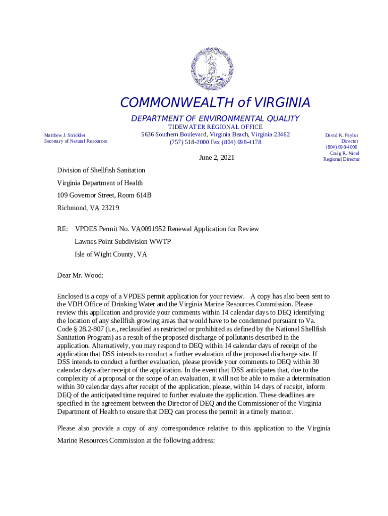 Transmittal Letter to DSS from DEQ Doc Template | pdfFiller
