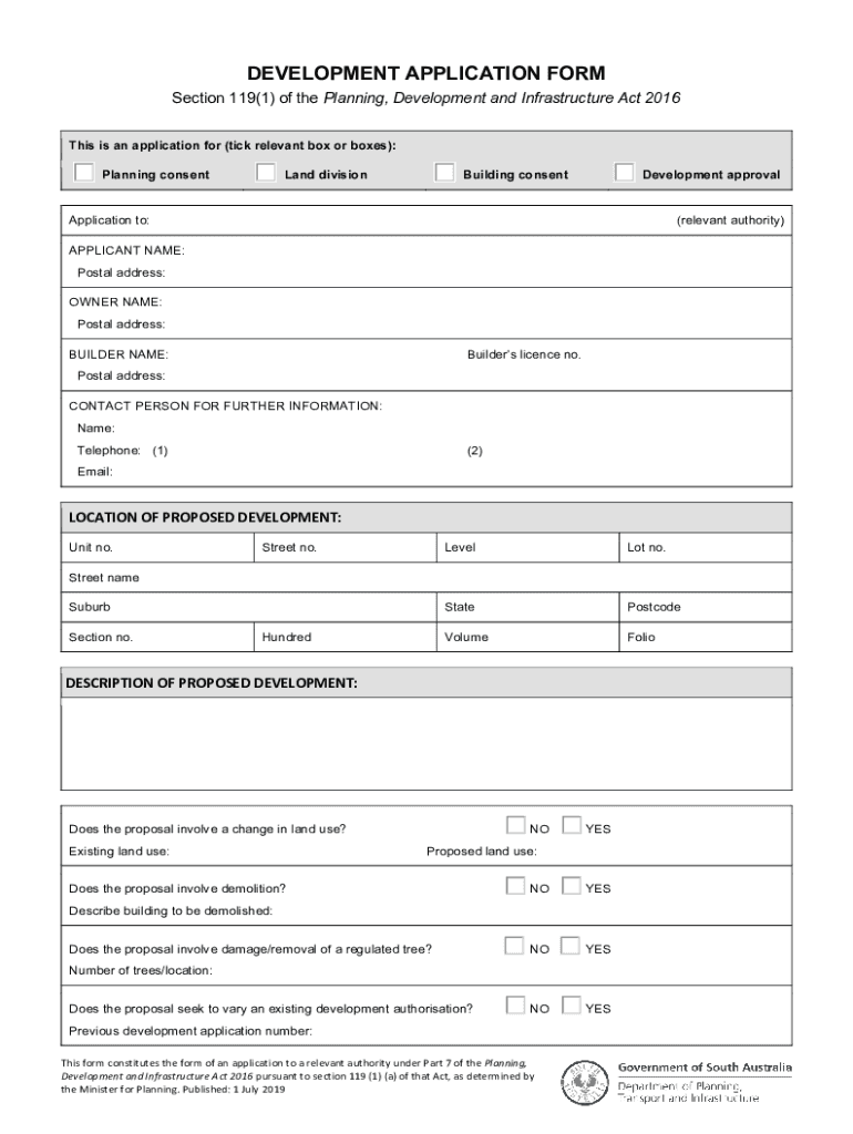 Fillable Online Development Application Form - Light Regional Council ...