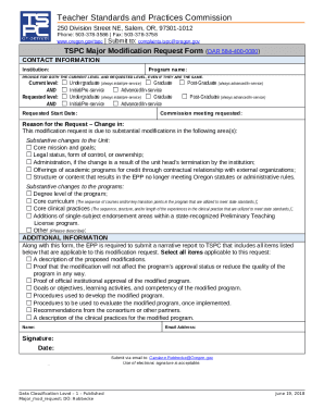 Major modification request Doc Template | pdfFiller