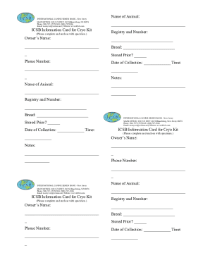 Fillable Online Cryo Kit ID Card Fax Email Print - pdfFiller