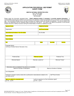 Fillable Online Get the free APPLICATION FOR SPECIAL USE PERMIT SHORT ...