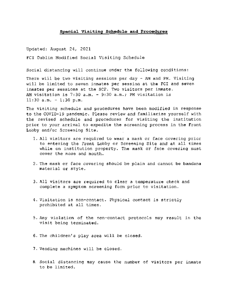 Fillable Online Visiting Facility Status - CDCR Visiting Processing ...