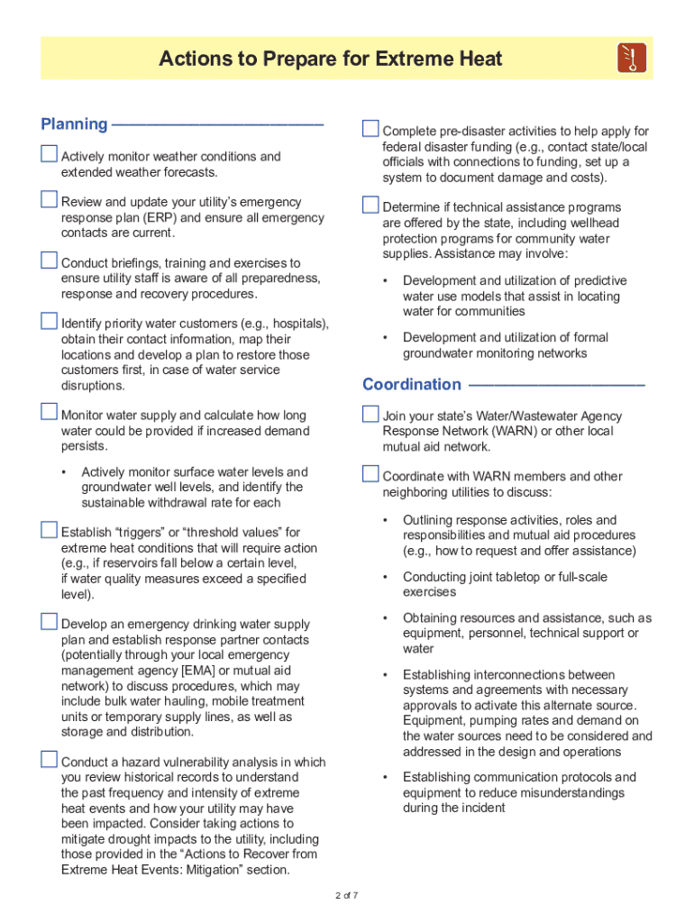 Fillable Online Water Sector Utility Incident Action ChecklistExtreme ...