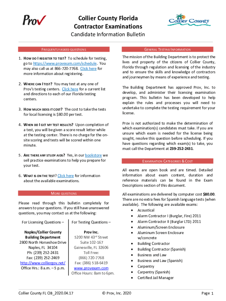 Fillable Online General Contractor License FloridaFlorida Contractors ...