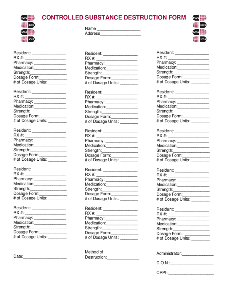 Fillable Online www.sccg.bizgeneralDocumentsDrug Destruction Log ...