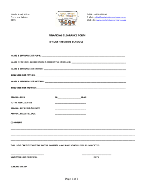Fillable Online PDF financial clearance form (from previous school ...