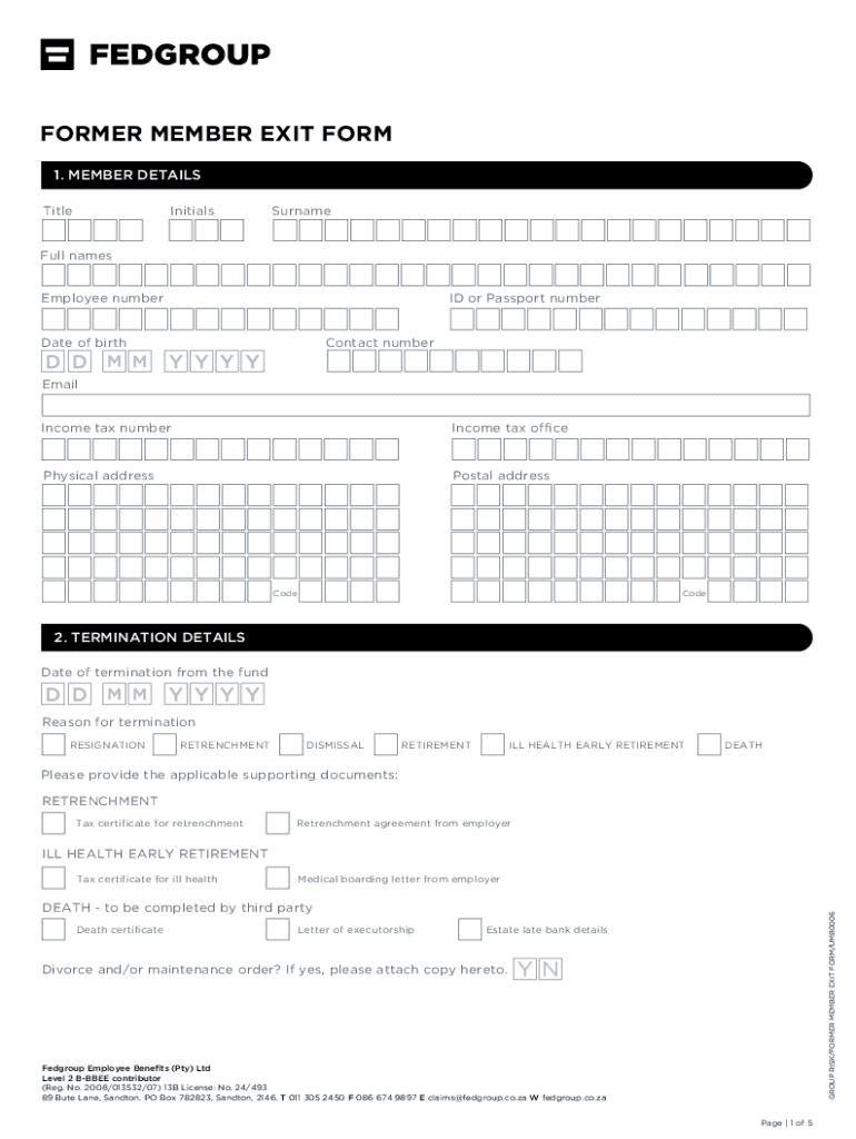 Fillable Online UMB0006 - Former member exit form - 5 OCT 2021 - BEE ...