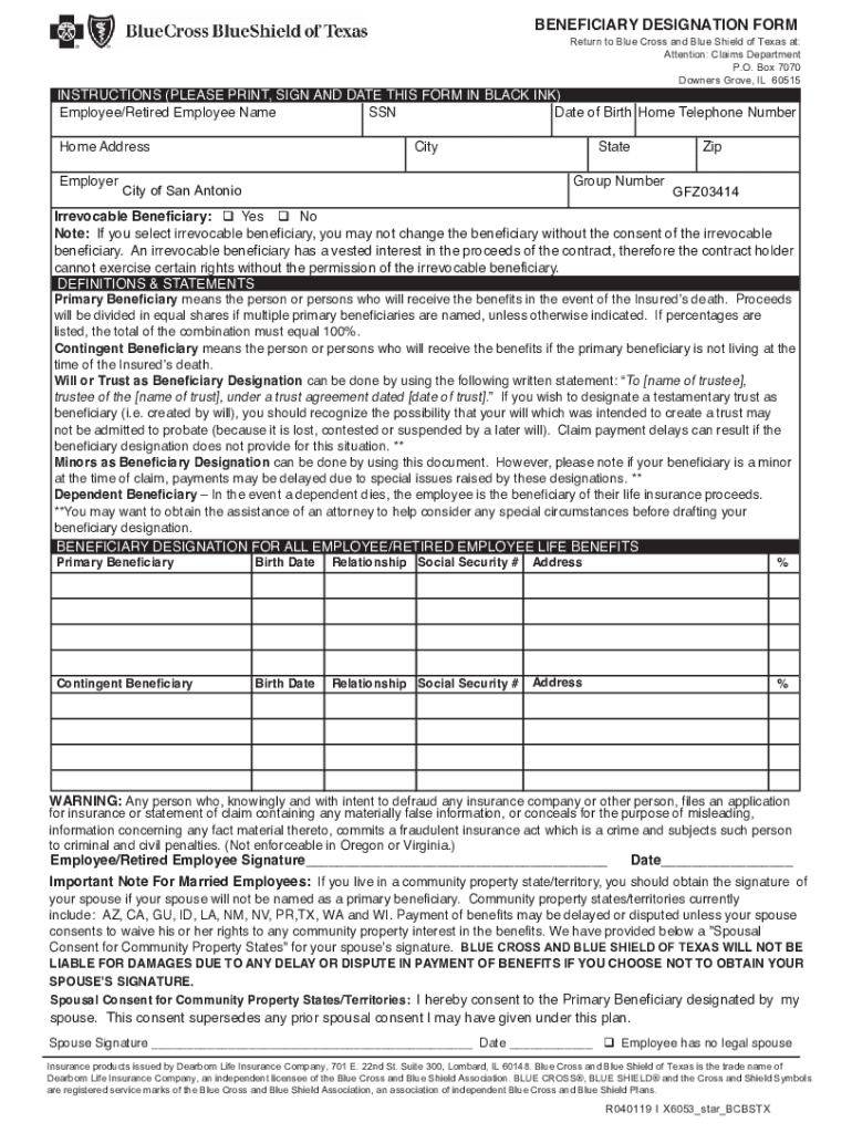 Fillable Online anc-ben-designation-tx.pdf Fax Email Print - pdfFiller