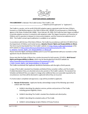 Fillable Online ADOPTION SERVICES AGREEMENT THIS AGREEMENT Adoptive ...