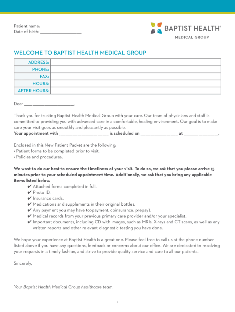 Fillable Online www.baptisthealth.comassetsdocumentsPrimary Care ...