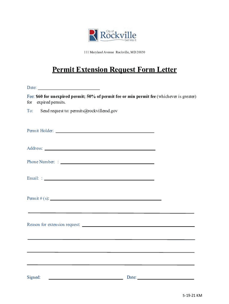 Fillable Online Permit Extension Request Form Letter Fax Email Print ...