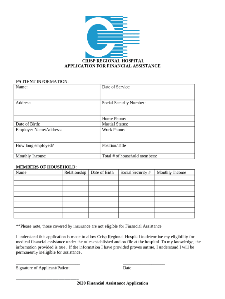 CRISP REGIONAL HOSPITAL APPLICATION FOR FINANCIAL ... Doc Template ...