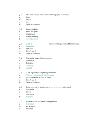 Fillable Online Chapter 1 MCQs on Income Tax Rates and Basic Concept of ...