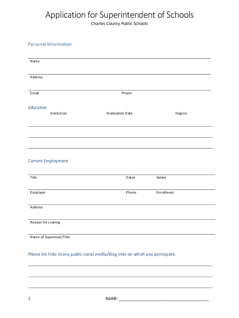 Fillable Online Application Letter For Superintendent Of Schools Fax Email Print - pdfFiller