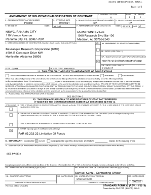 Fillable Online AMENDMENT OF SOLICITATION / MODIFICATION OF CONTRACT 1 ...