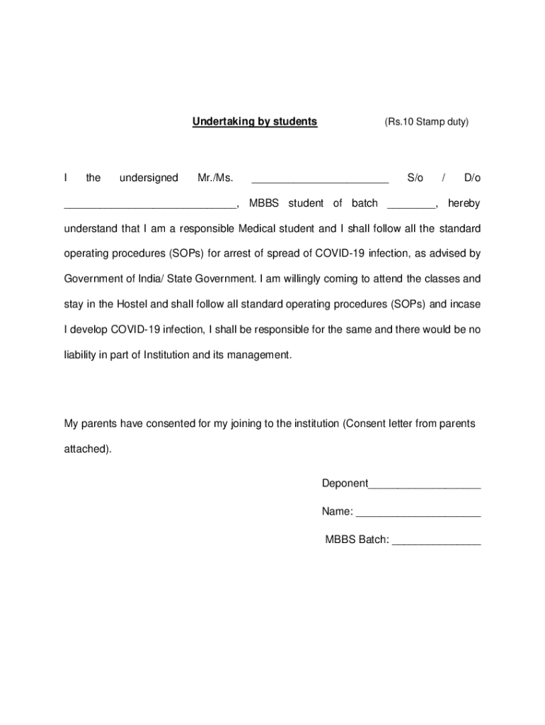 Fillable Online Declaration/Undertaking Forms UG St. Xavier's College ...