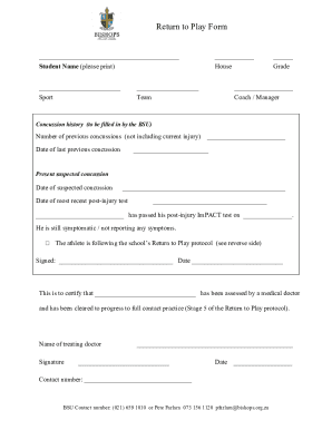 Fillable Online Return to Play Form - communication.bishops.org.za Fax ...